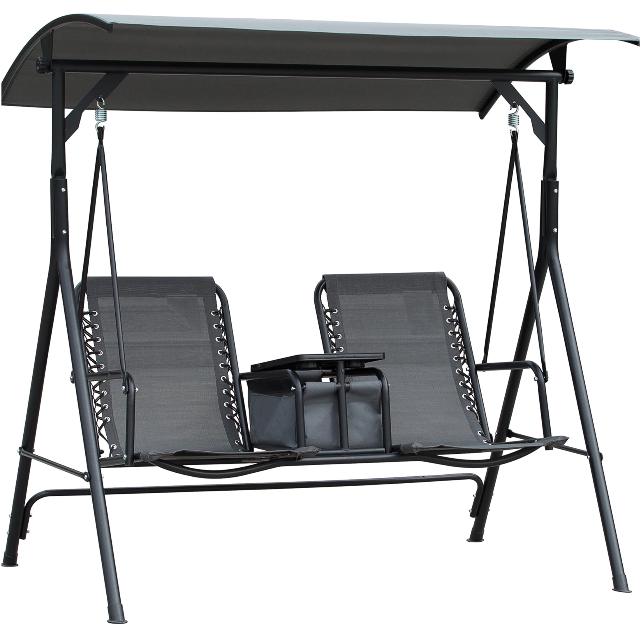 JERFIT 2-Person Patio Swing with Canopy, Adjustable Sun Shade, Side ...