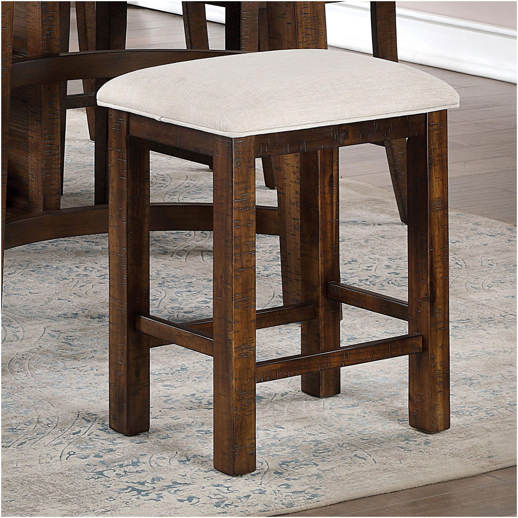 JERFIT 2-Piece Counter Height Bar Stools Set, Rustic Oak Wood with ...