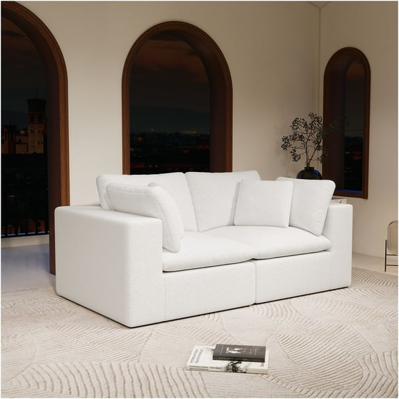 JERFIT 2-Piece Plush Corduroy Modular Sofa Set, No Assembly Required ...