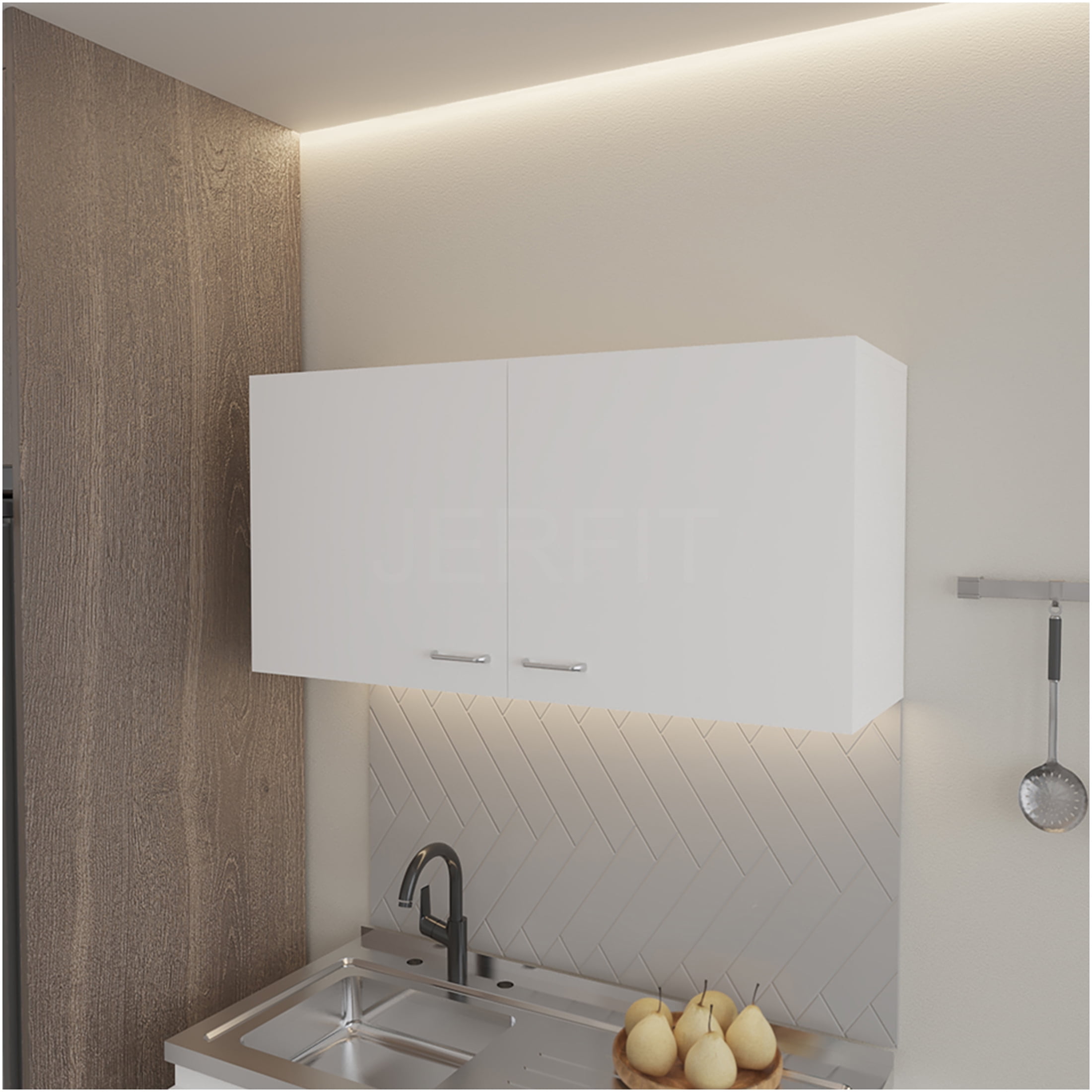 JERFIT 24" White Kitchen Wall Cabinet with 2 Shelves, Fairwood ...