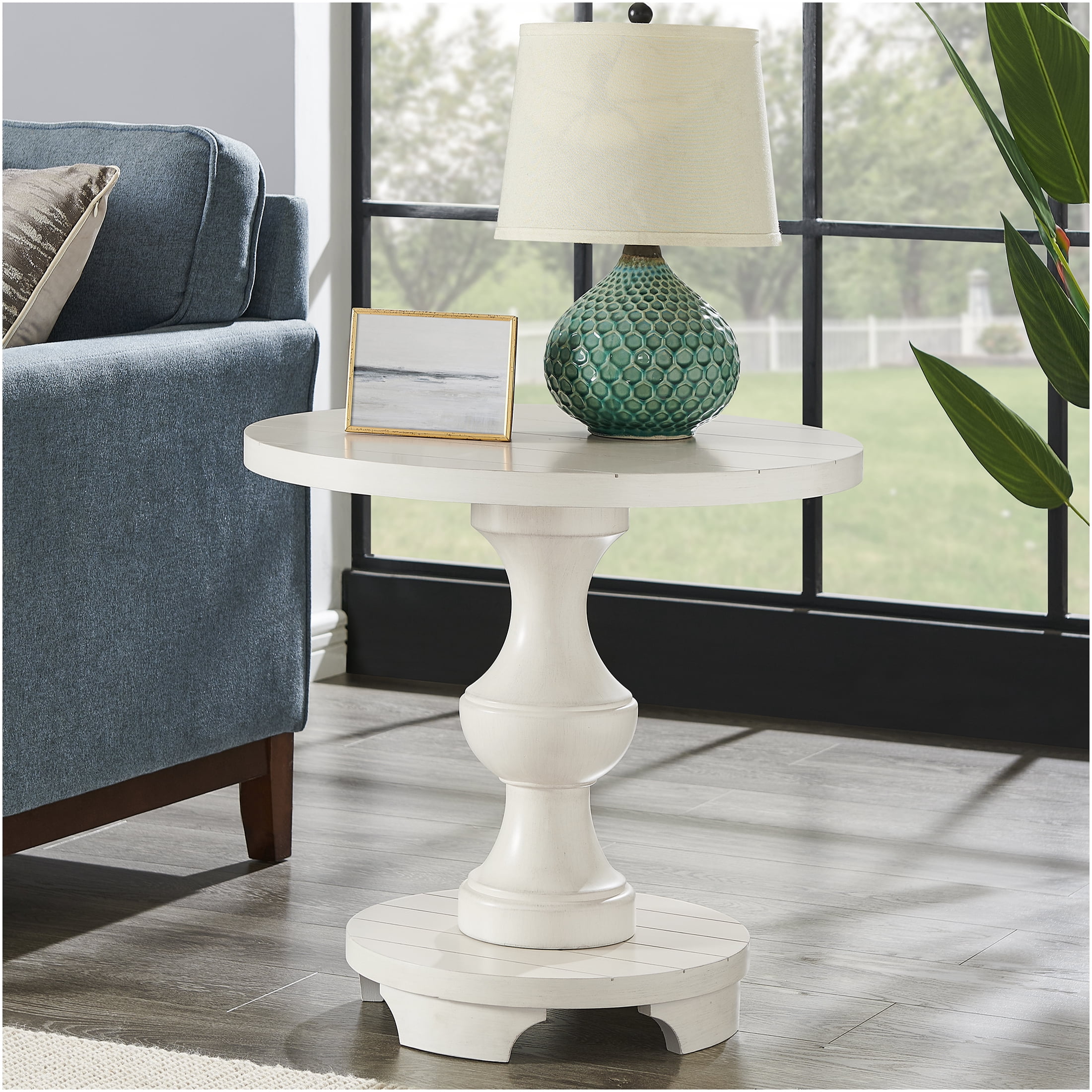 JERFIT 26 inch Round End Table Pedestal Base, Traditional Nightstand ...