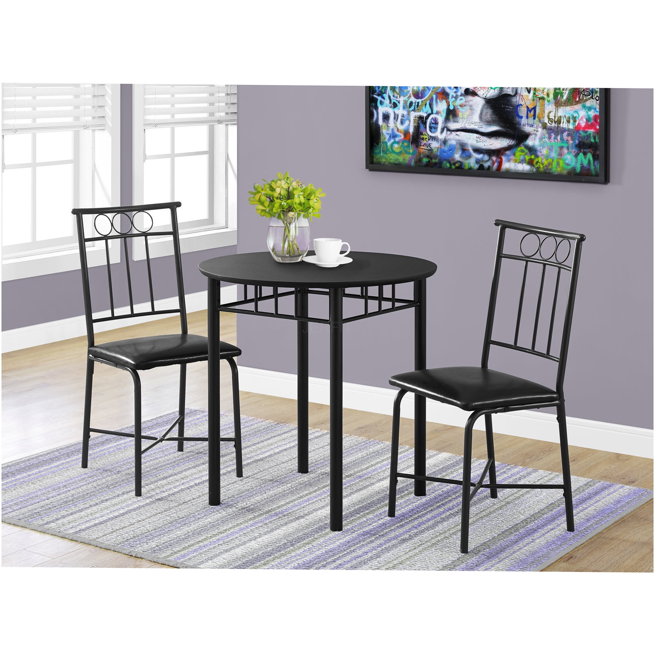 JERFIT 3-Piece Bistro Table Set with Chairs, Small Round Kitchen Dining ...