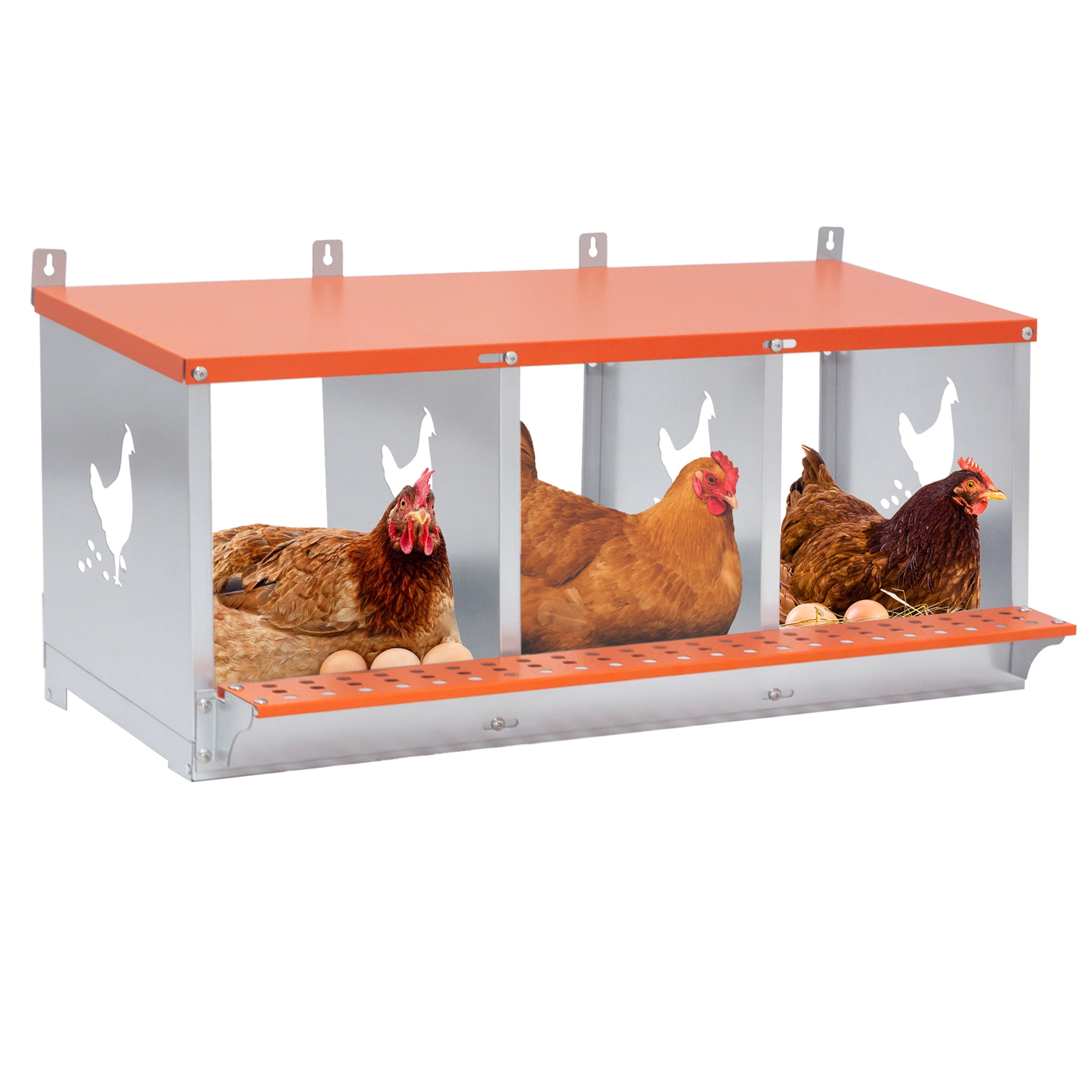 JERFIT 3-Tier Wall Mounted Chicken Nesting Box, Galvanized Steel Hen ...