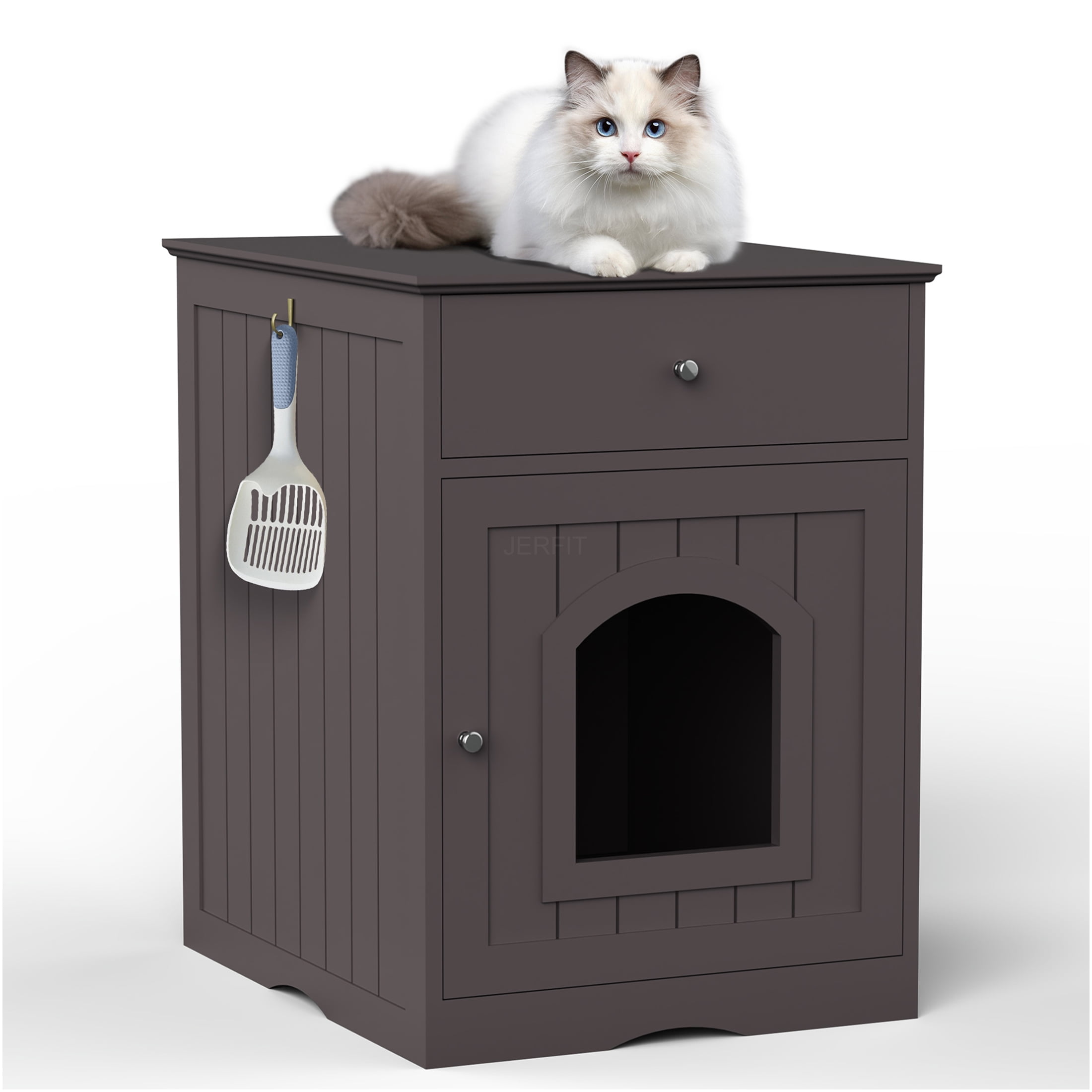 JERFIT 3-in-1 Multi-Functional Cat Litter Box Enclosure, End Table with ...
