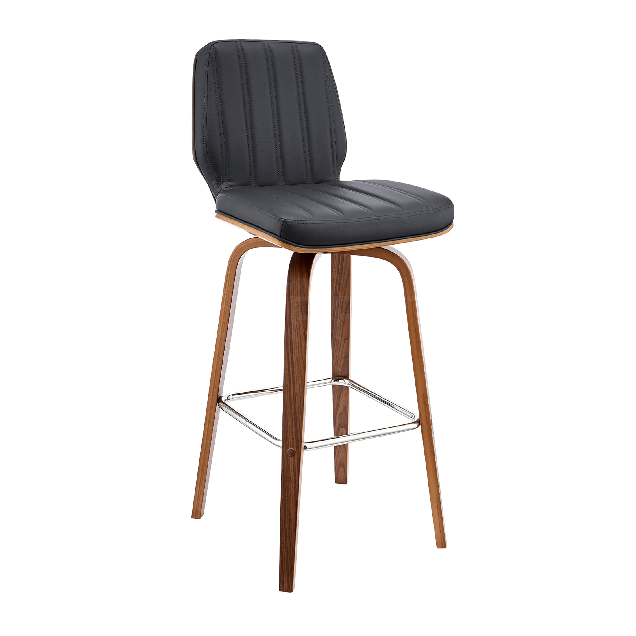 JERFIT 30 Inch Swivel Bar Stool with Back, Gray Faux Leather Upholstery ...
