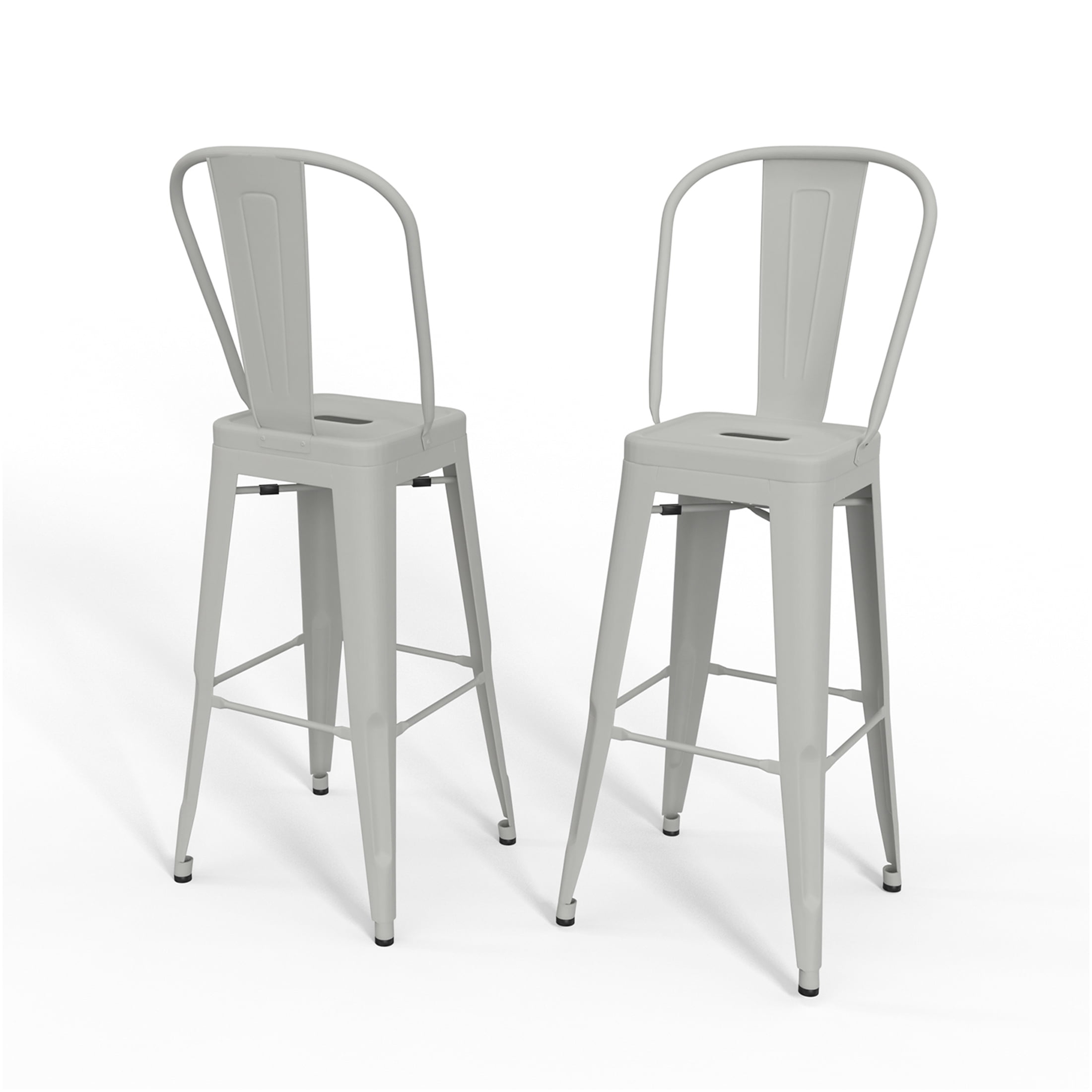 JERFIT 30 Inch White Metal Bar Stools Set of 2, Industrial Counter ...