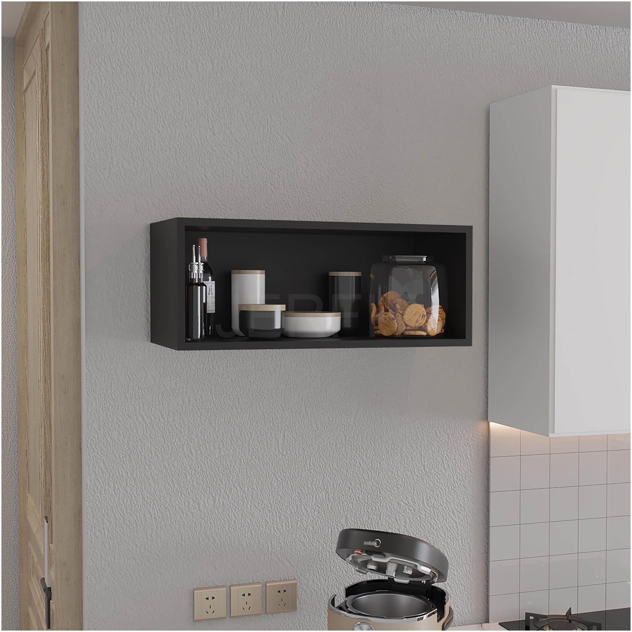 JERFIT 30 Inch Wide Open Wall Cabinet, Modern Floating Shelf Storage ...