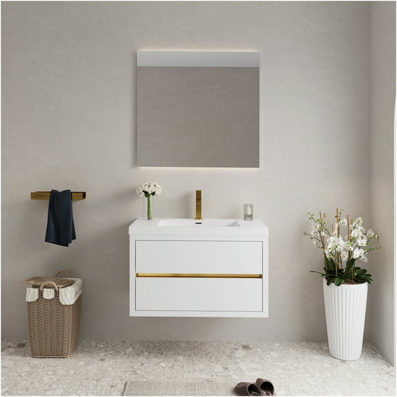 JERFIT 36 inch Modern Floating Bathroom Vanity with Sink, Wall Mount ...