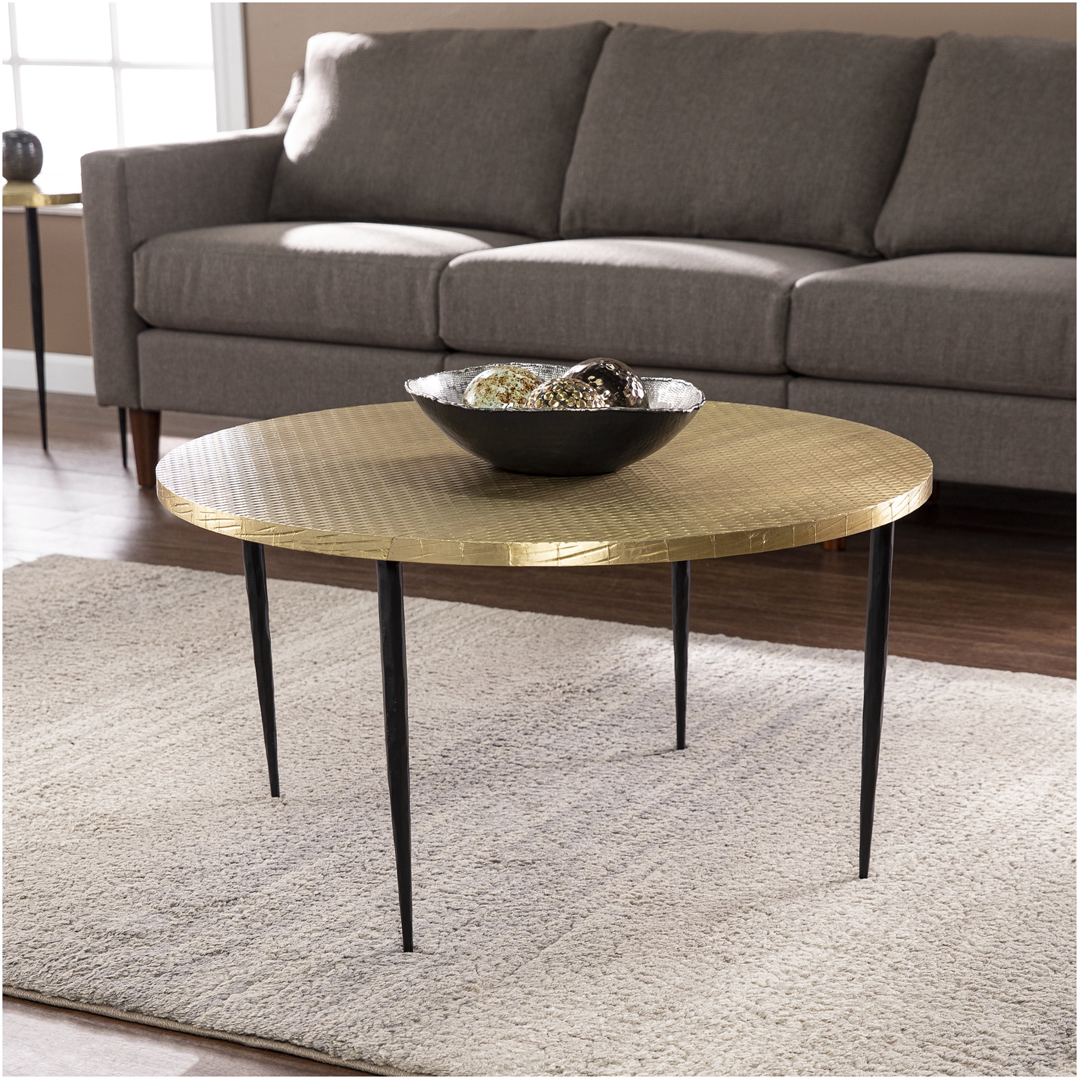 JERFIT 36 inch Round Coffee Table, Industrial Cocktail Table with ...
