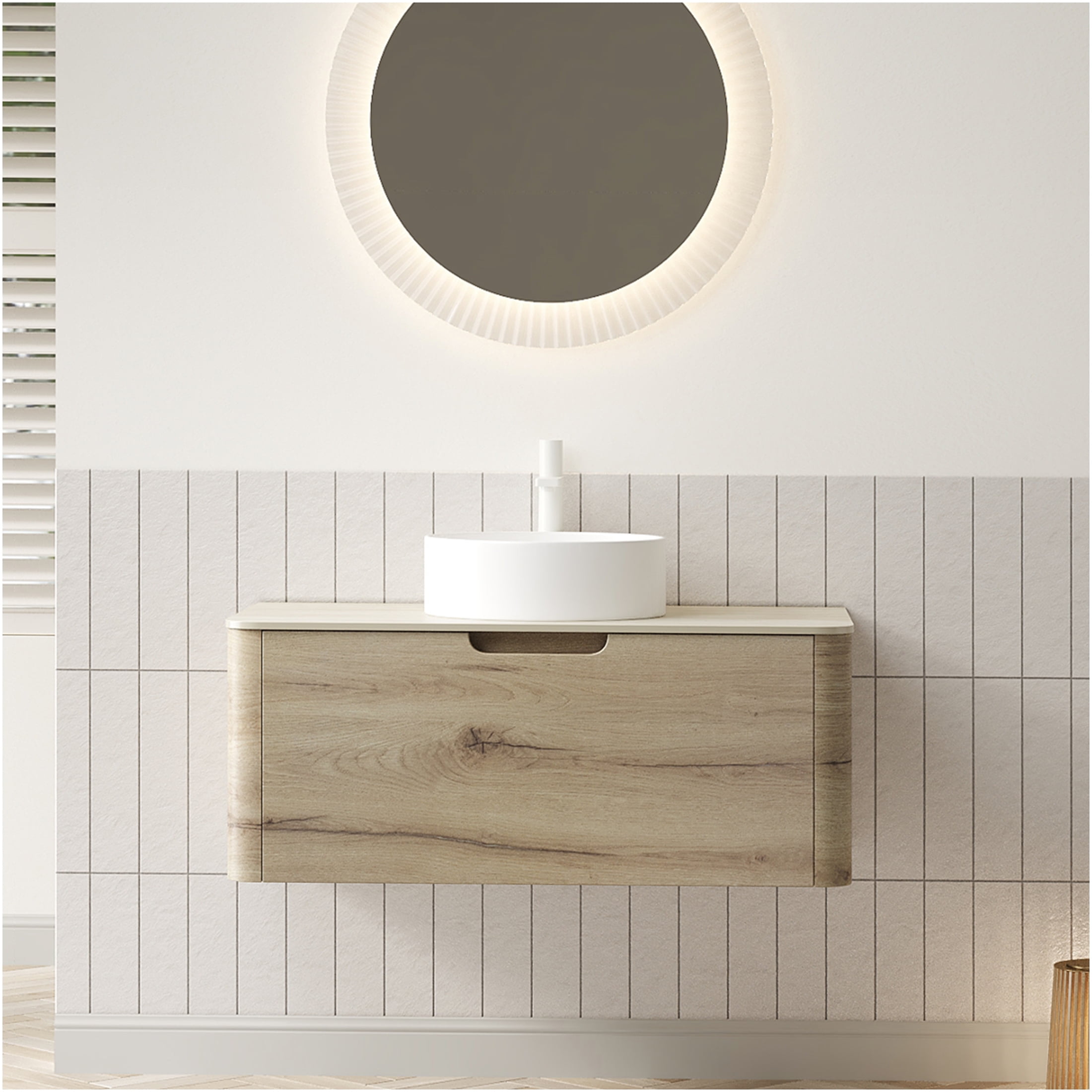 JERFIT 36 inch Wall Mount Bathroom Vanity with Sink, White Ceramic ...
