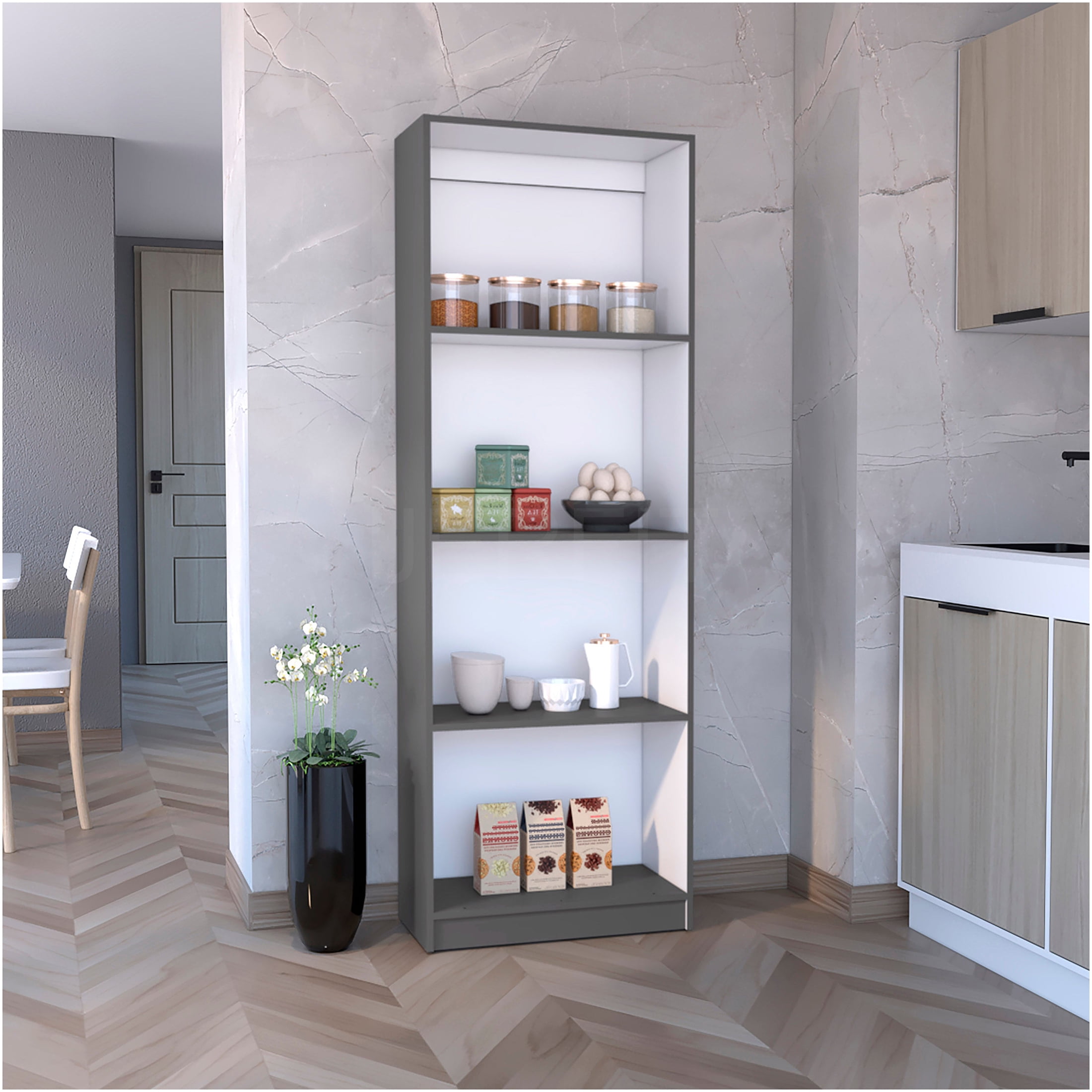 JERFIT 4 Tier Industrial Bookshelf, Modern Open Shelf Bookcase ...
