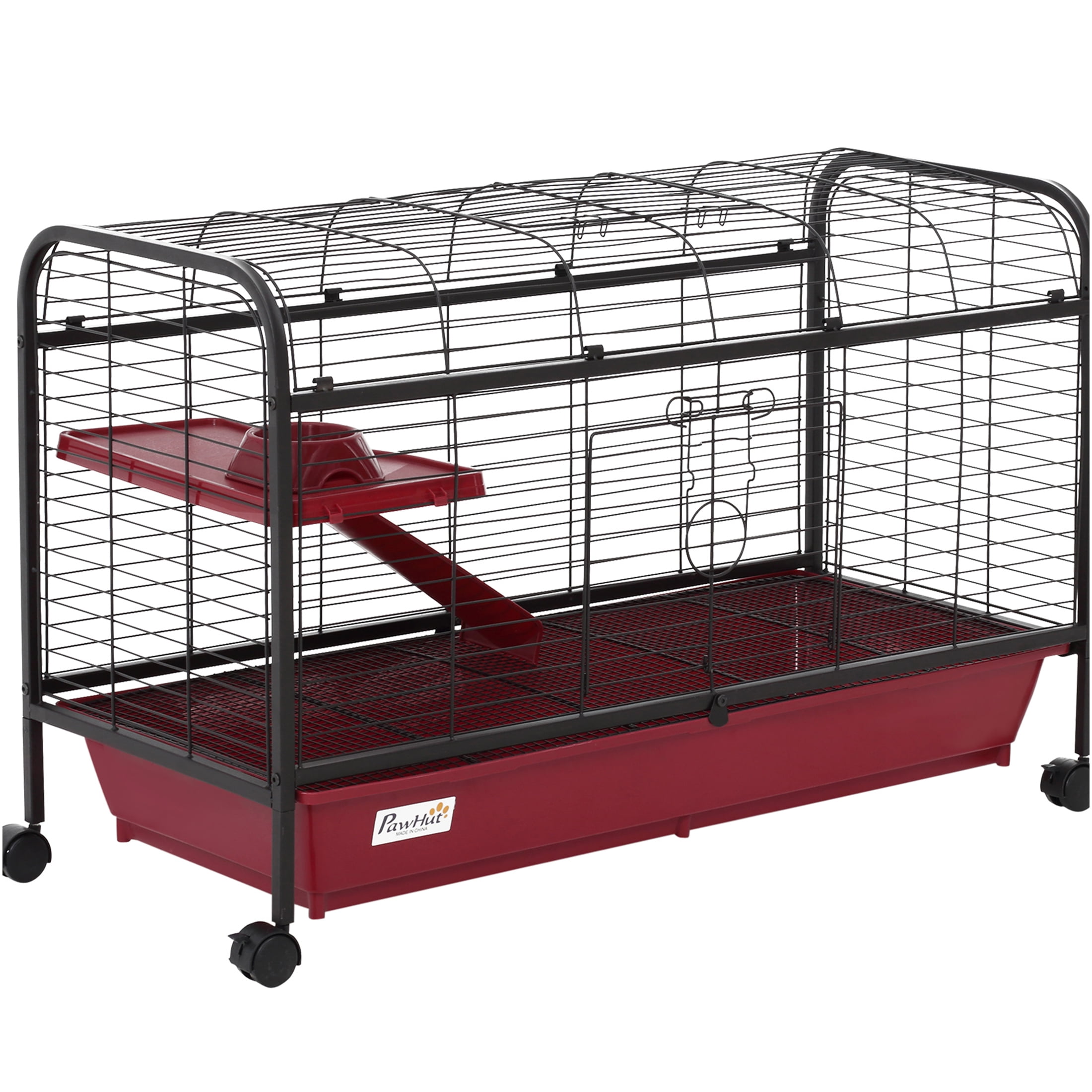 JERFIT 41 inch Rolling Small Animal Cage Hutch with Wheels, Multi-Level ...