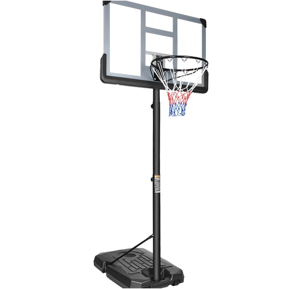 JERFIT 44" Portable Basketball Hoop System with Transparent Backboard ...