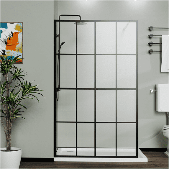 JERFIT 46x72 Inch Frameless Walk-In Shower Screen Panel, Tempered Glass ...