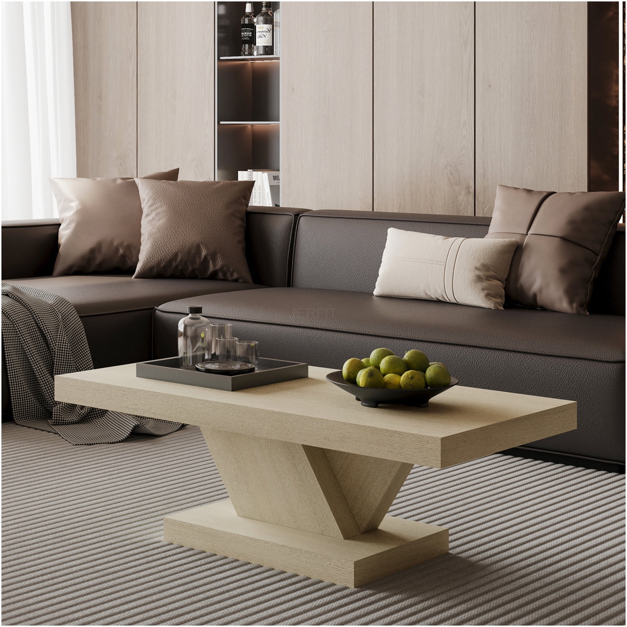 JERFIT 47 inch Modern X-Base Coffee Table with Storage, Solid Wood ...