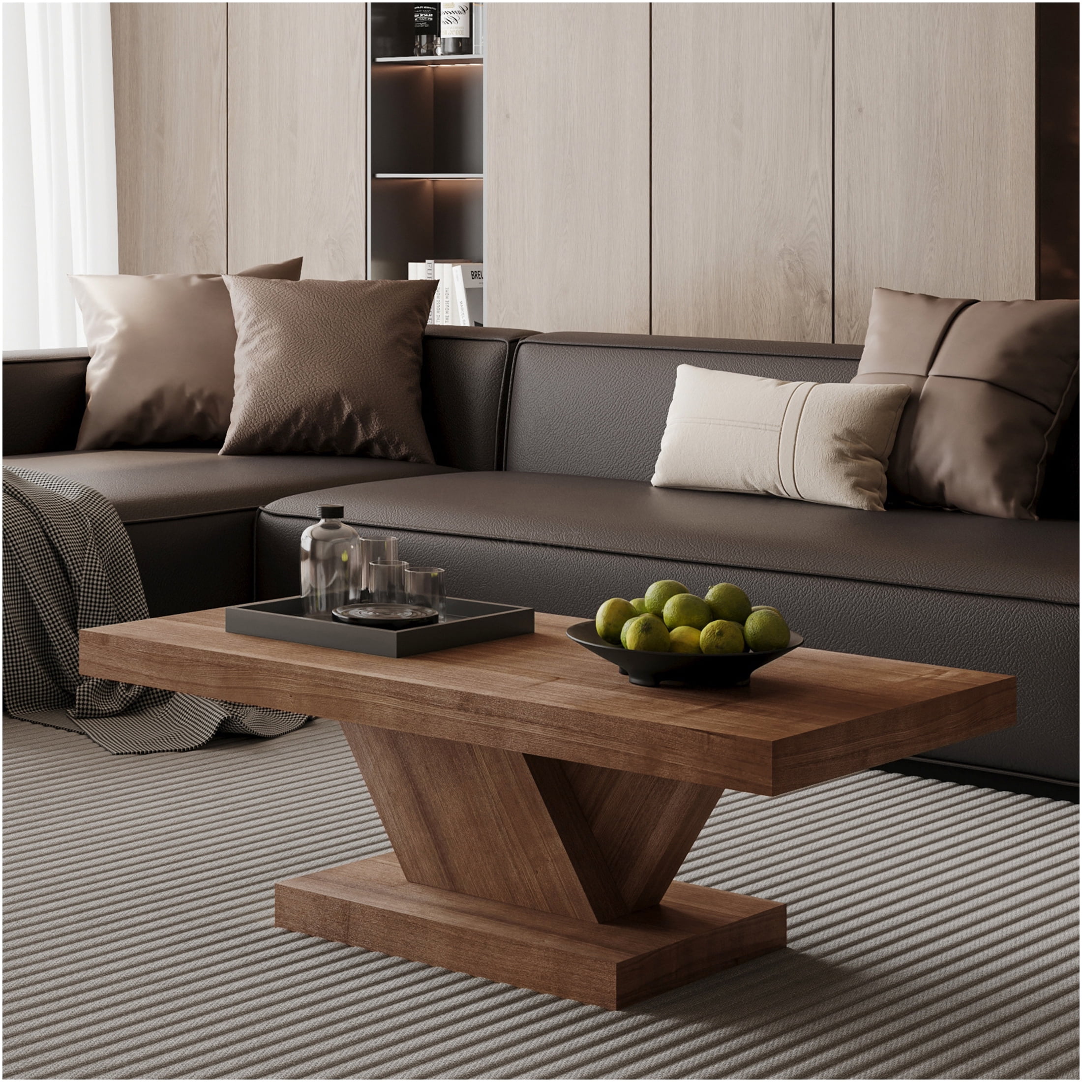 JERFIT 47 inch Modern X-Base Coffee Table with Storage, Solid Wood ...