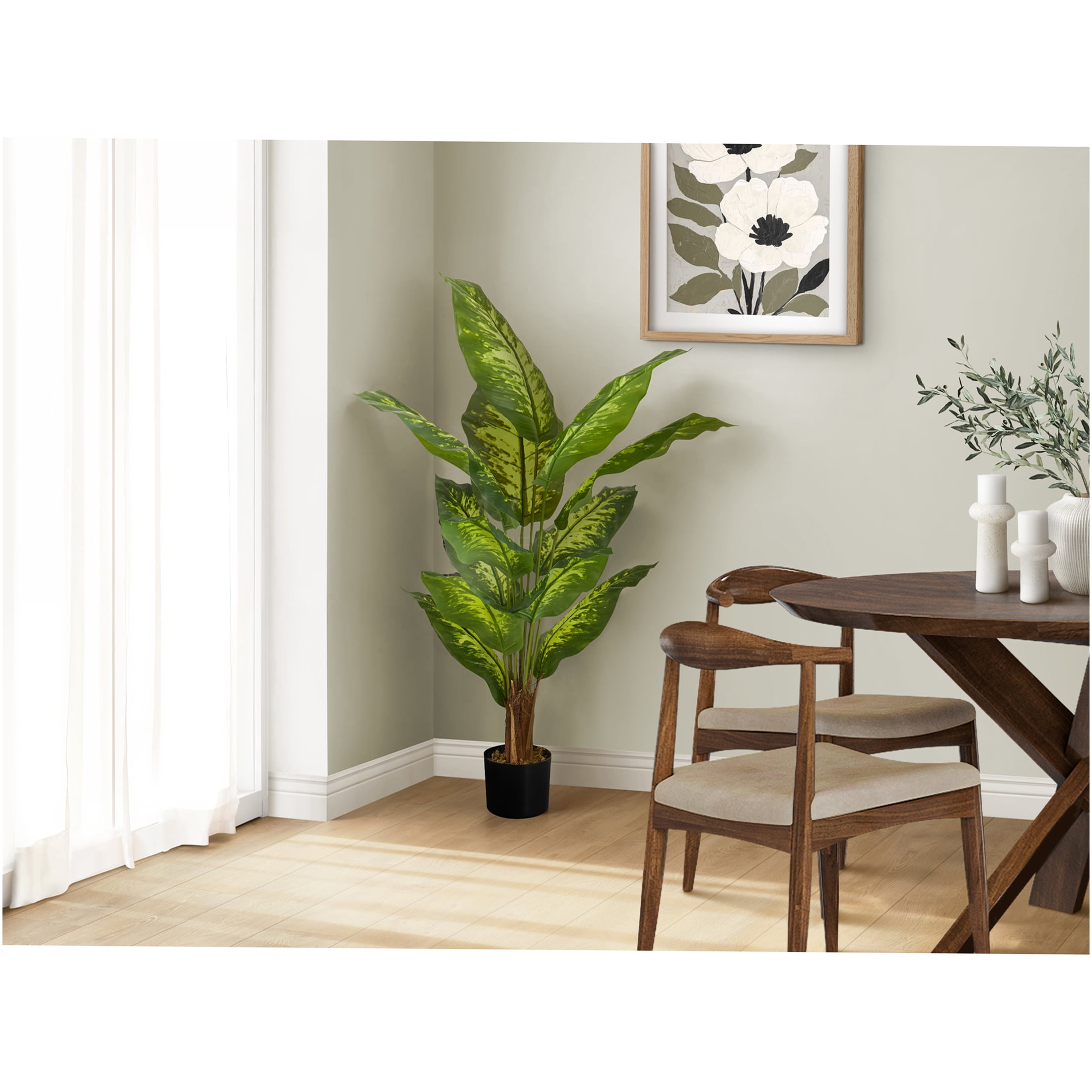 JERFIT 47-inch Real Touch Artificial Faux Evergreen Tree Potted Plant ...