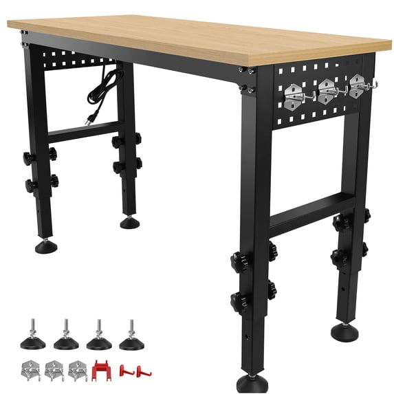 JERFIT 48 Inch Heavy Duty Adjustable Workbench with Power Outlet, Steel ...