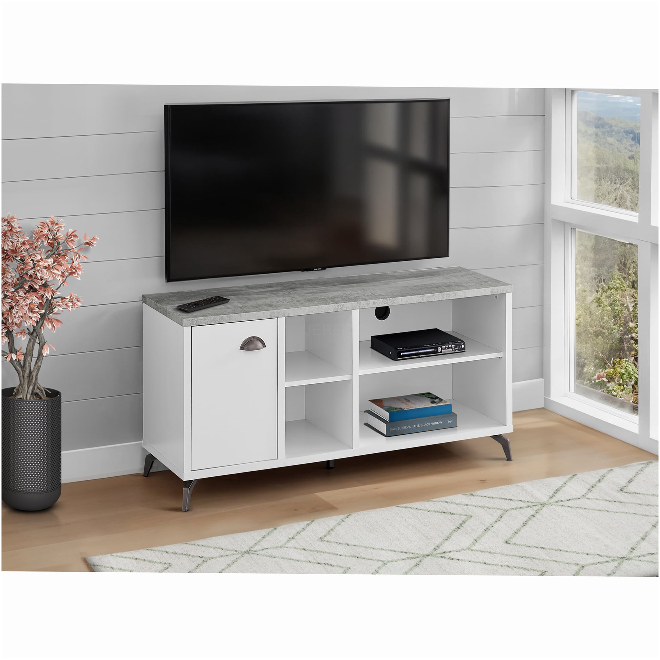 JERFIT 48 inch Modern TV Stand with Storage Cabinet, Industrial Media ...