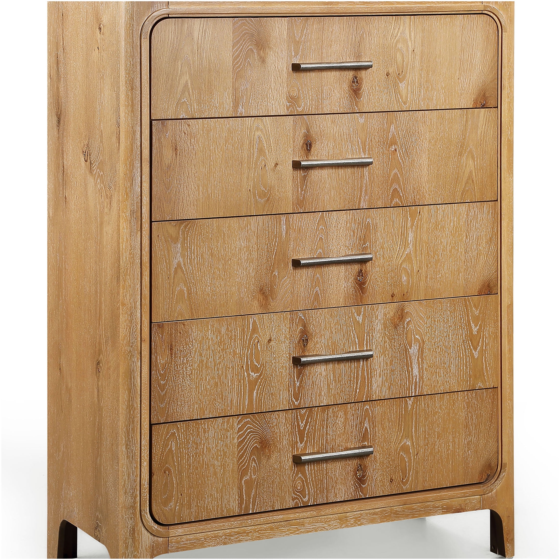 JERFIT 5-Drawer Chest Dresser, Natural Wood & Brown Bedroom Storage ...