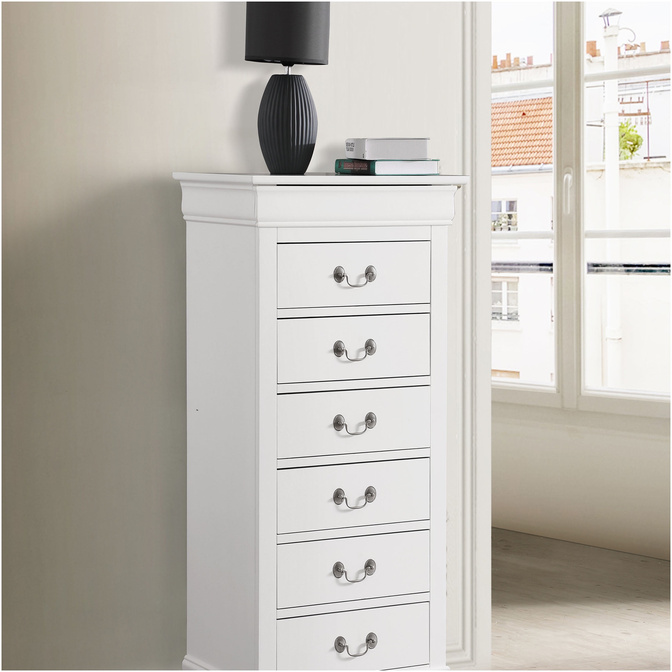 JERFIT 5-Drawer White Lingerie Chest Dresser with Locking Security ...