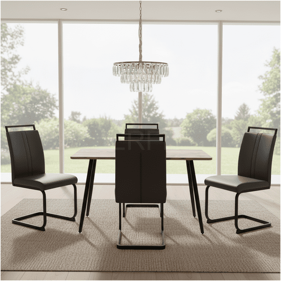 JERFIT 5-Piece Dining Table Set, 47 Inch Modern Kitchen Table and ...