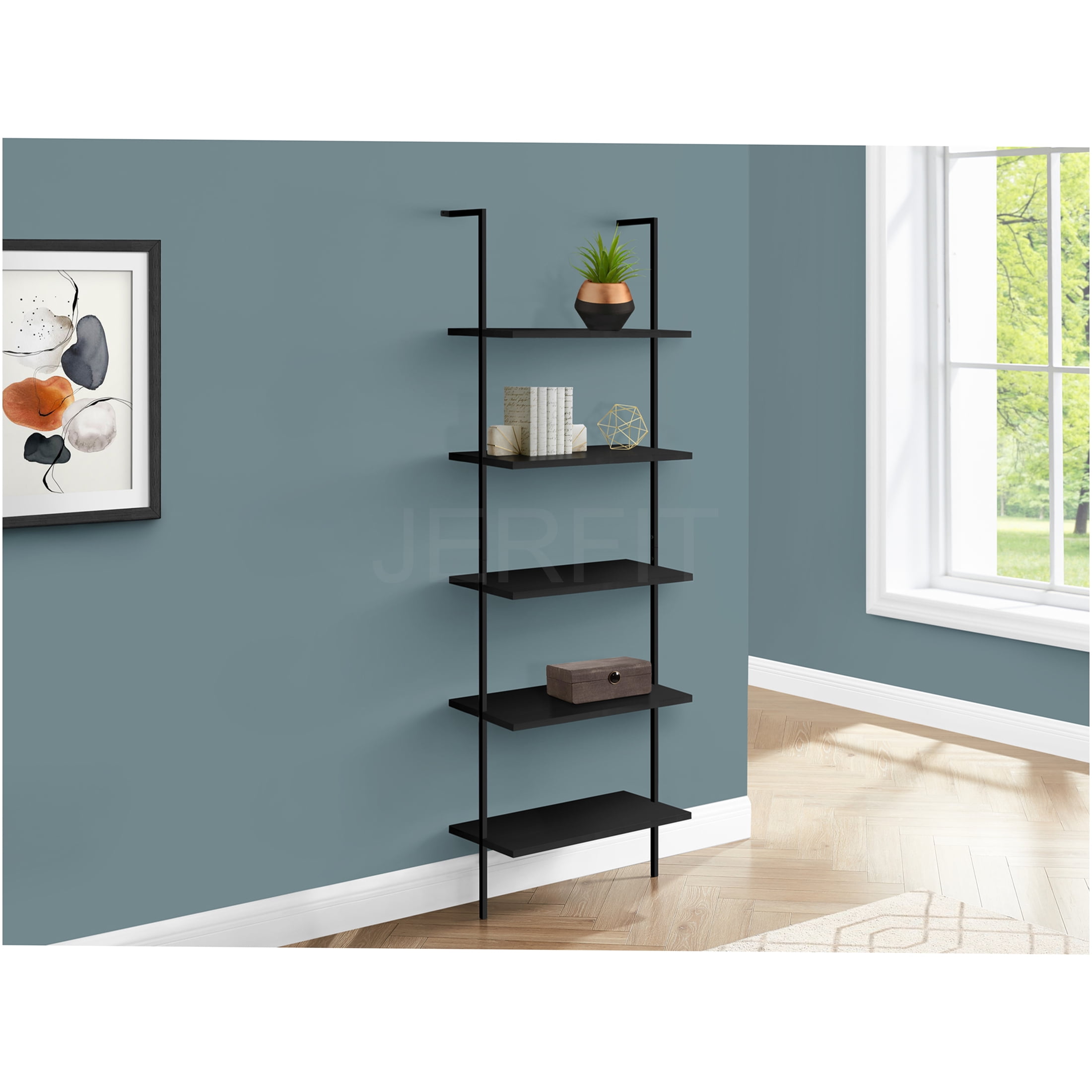 JERFIT 5-Tier Ladder Bookshelf, 72 Inch Tall Etagere Bookcase with ...