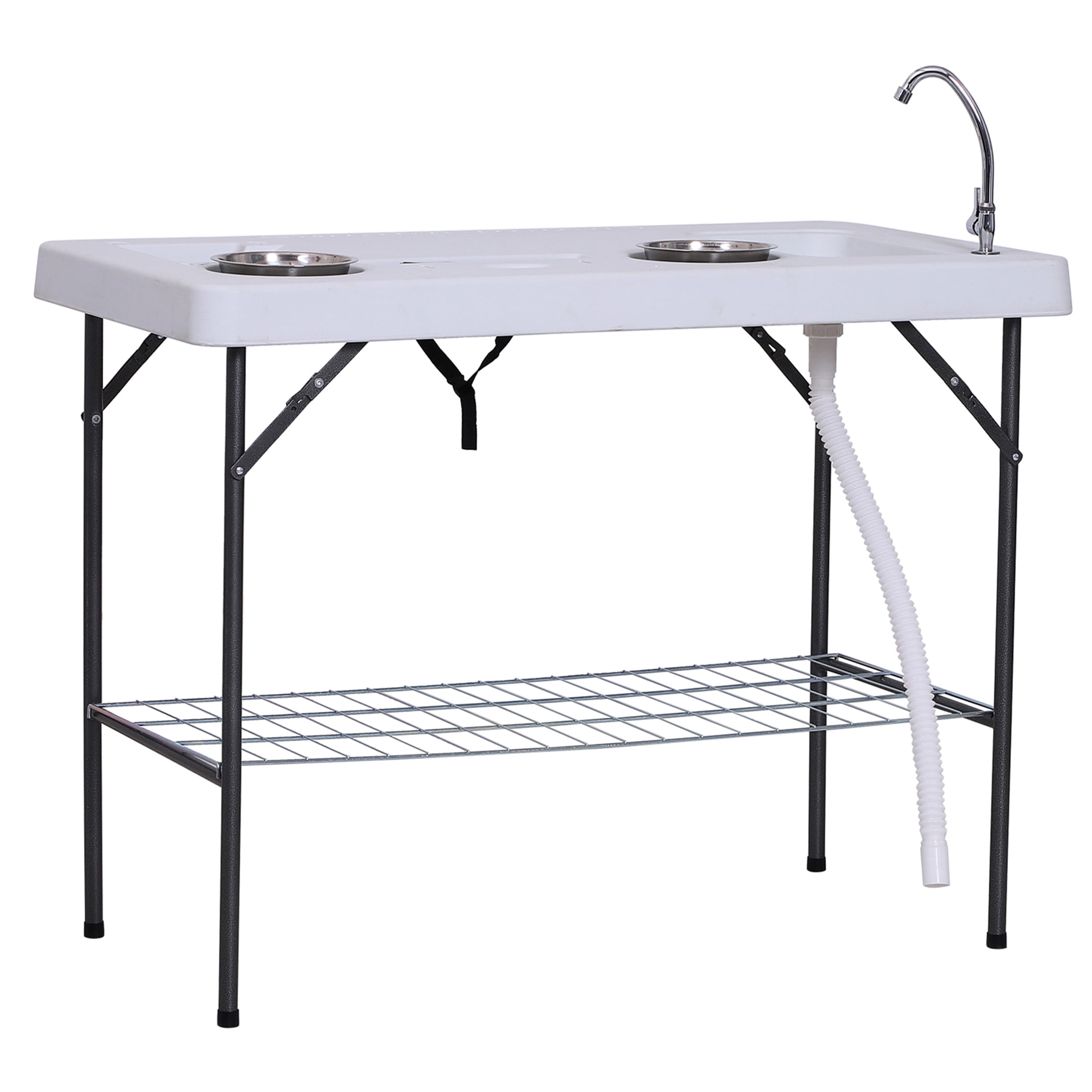 JERFIT 50" Portable Outdoor Fish Cleaning Station with Sink, Faucet ...