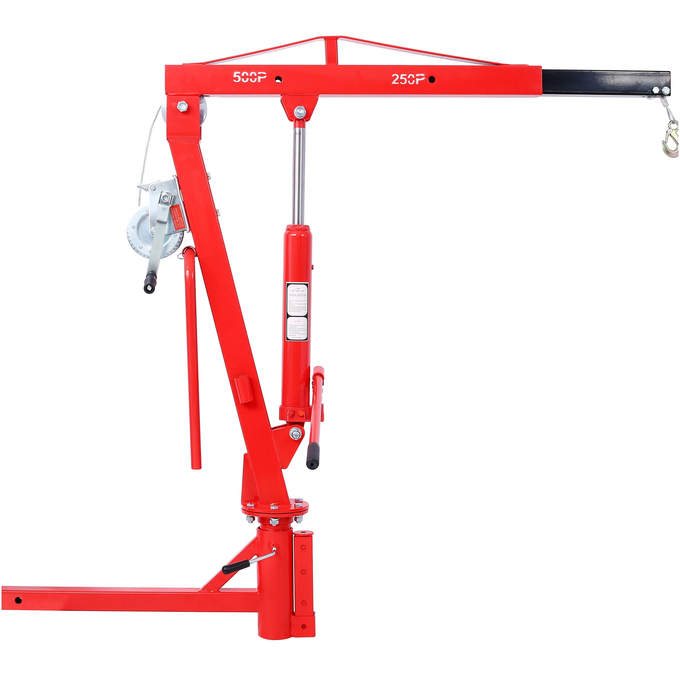 JERFIT 500 lb Hitch Mount Truck Crane - Red Hydraulic Engine Hoist for ...