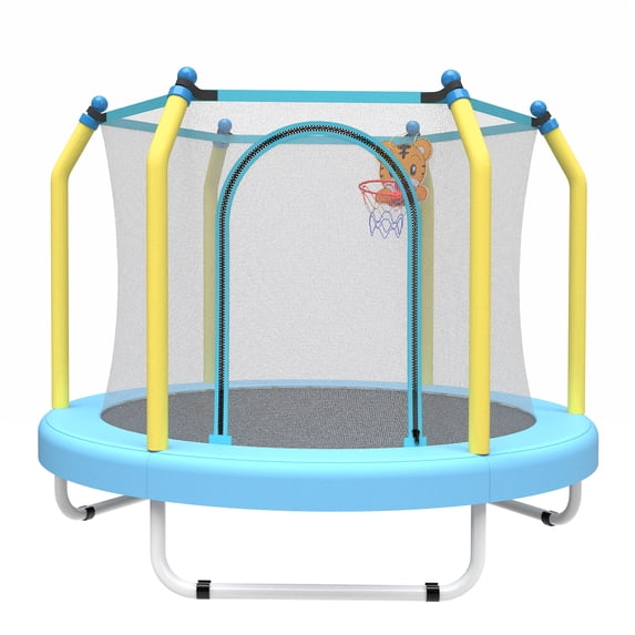 JERFIT 55" Kids Trampoline with Basketball Hoop, ASTM Certified Indoor ...