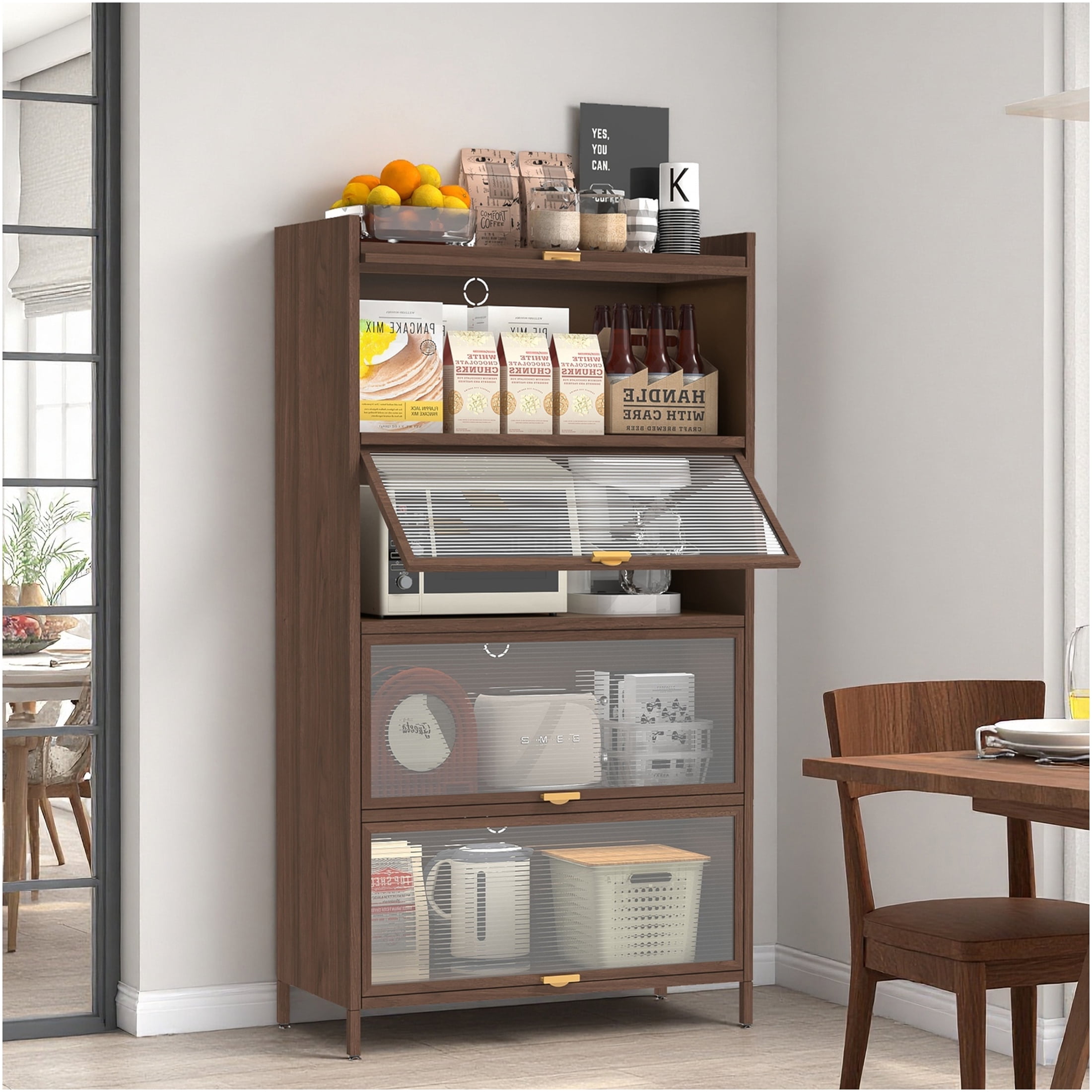 JERFIT 57 Inch Tall 4-Door Storage Cabinet, Steel Frame Organizer with ...