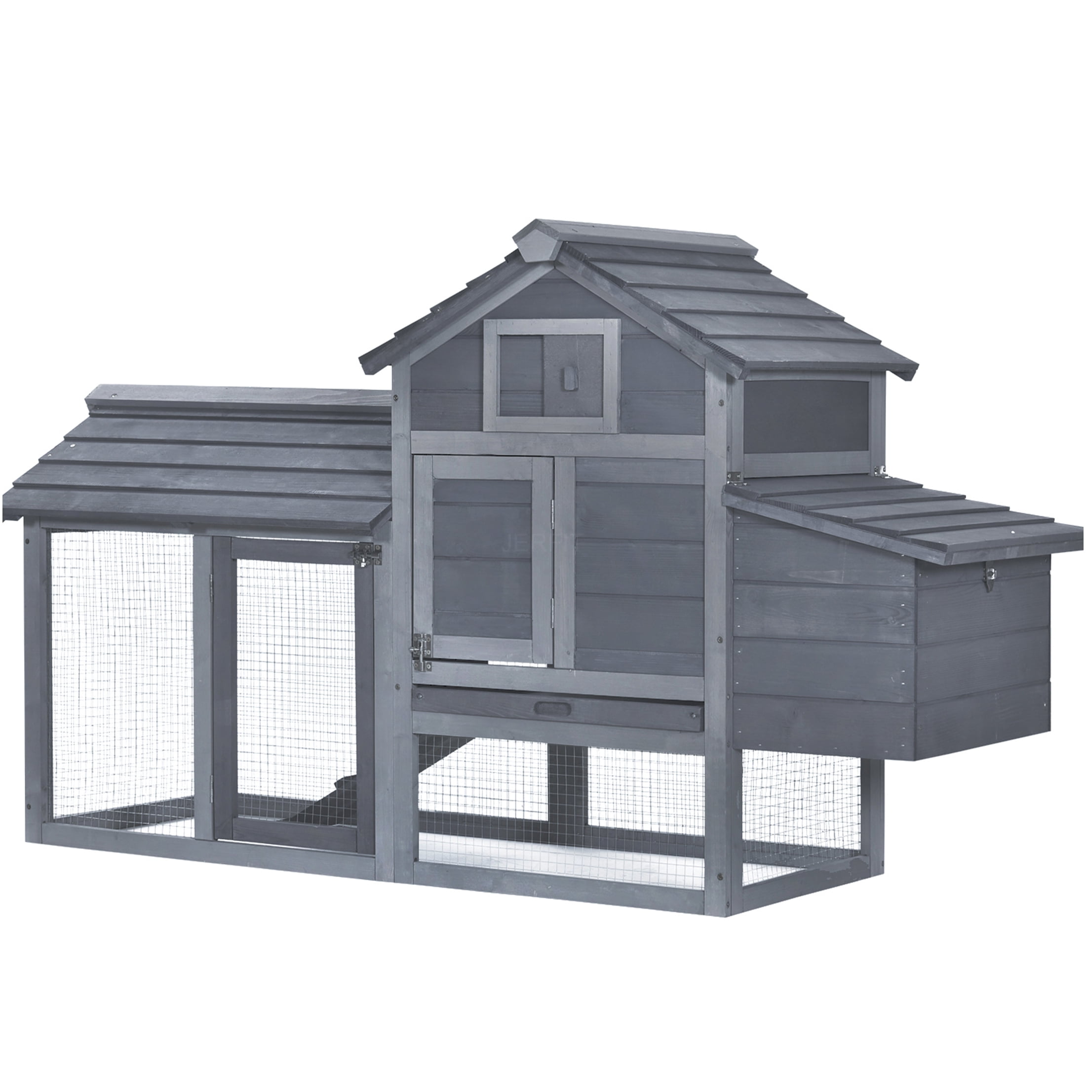 JERFIT 59 Inch Outdoor Wooden Chicken Coop with Run, Nesting Box, Ramp ...