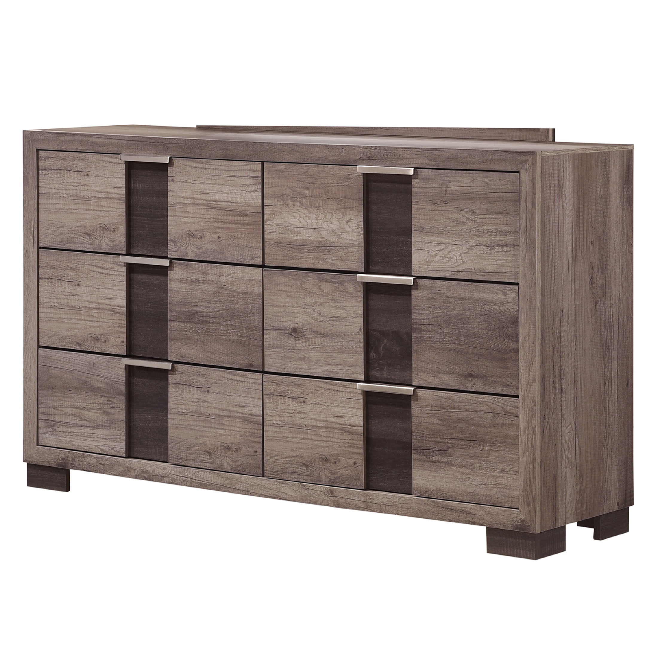 JERFIT 6-Drawer Dresser for Bedroom, Contemporary Wood Chest with Metal ...