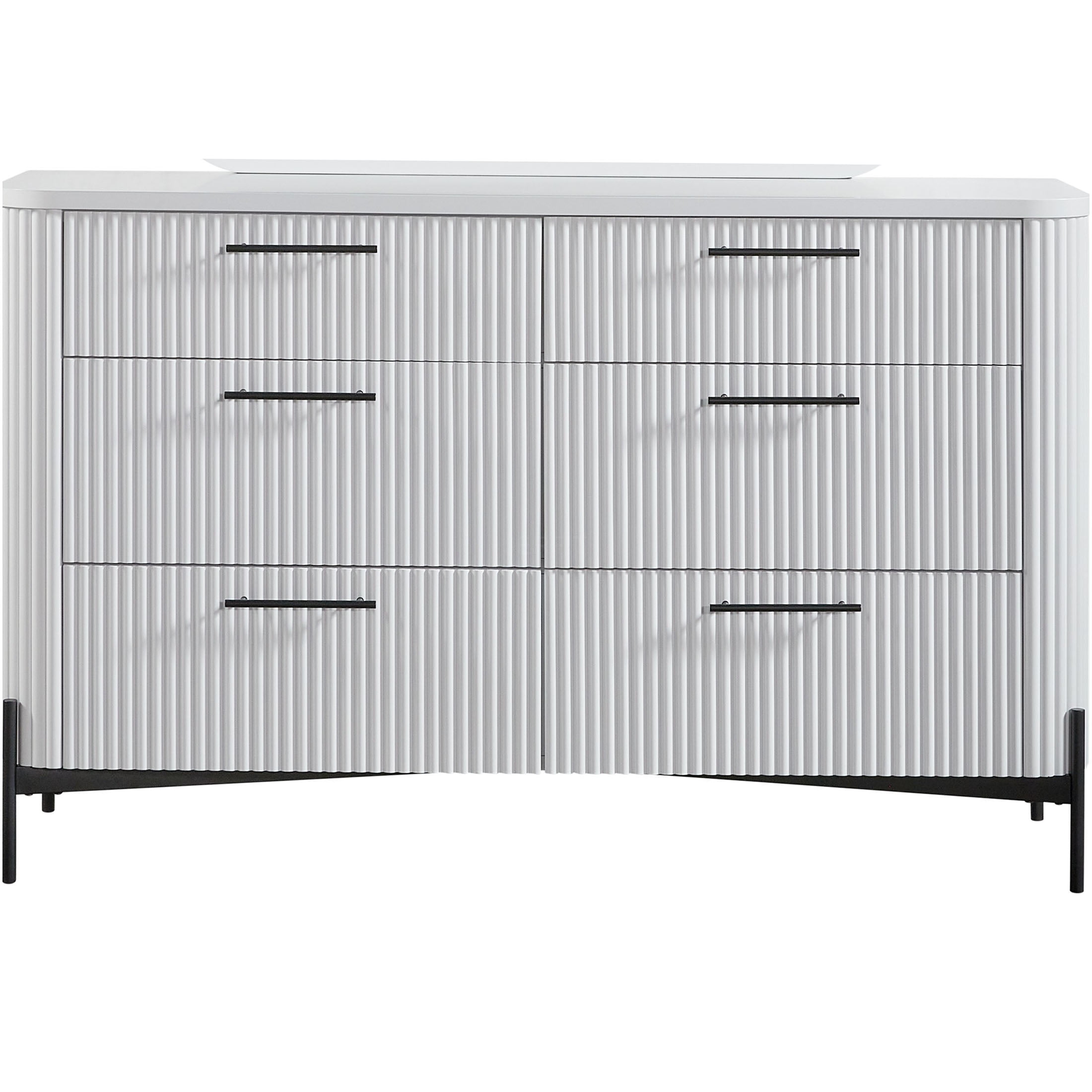 JERFIT 6-Drawer Dresser with Reeded Fronts, White Wood Chest of Drawers ...