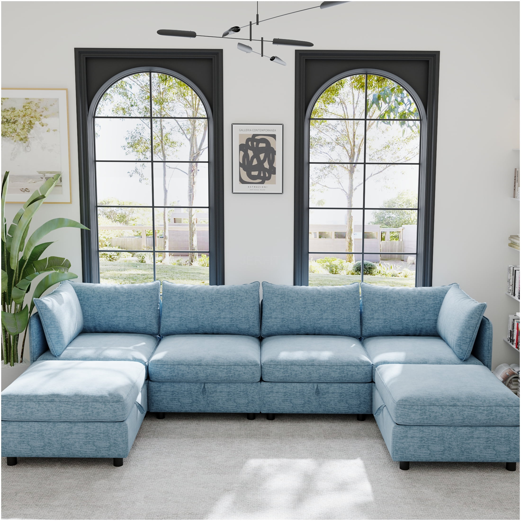 JERFIT 6-Piece Modular Sectional Sofa Set with Storage & Sleeper ...
