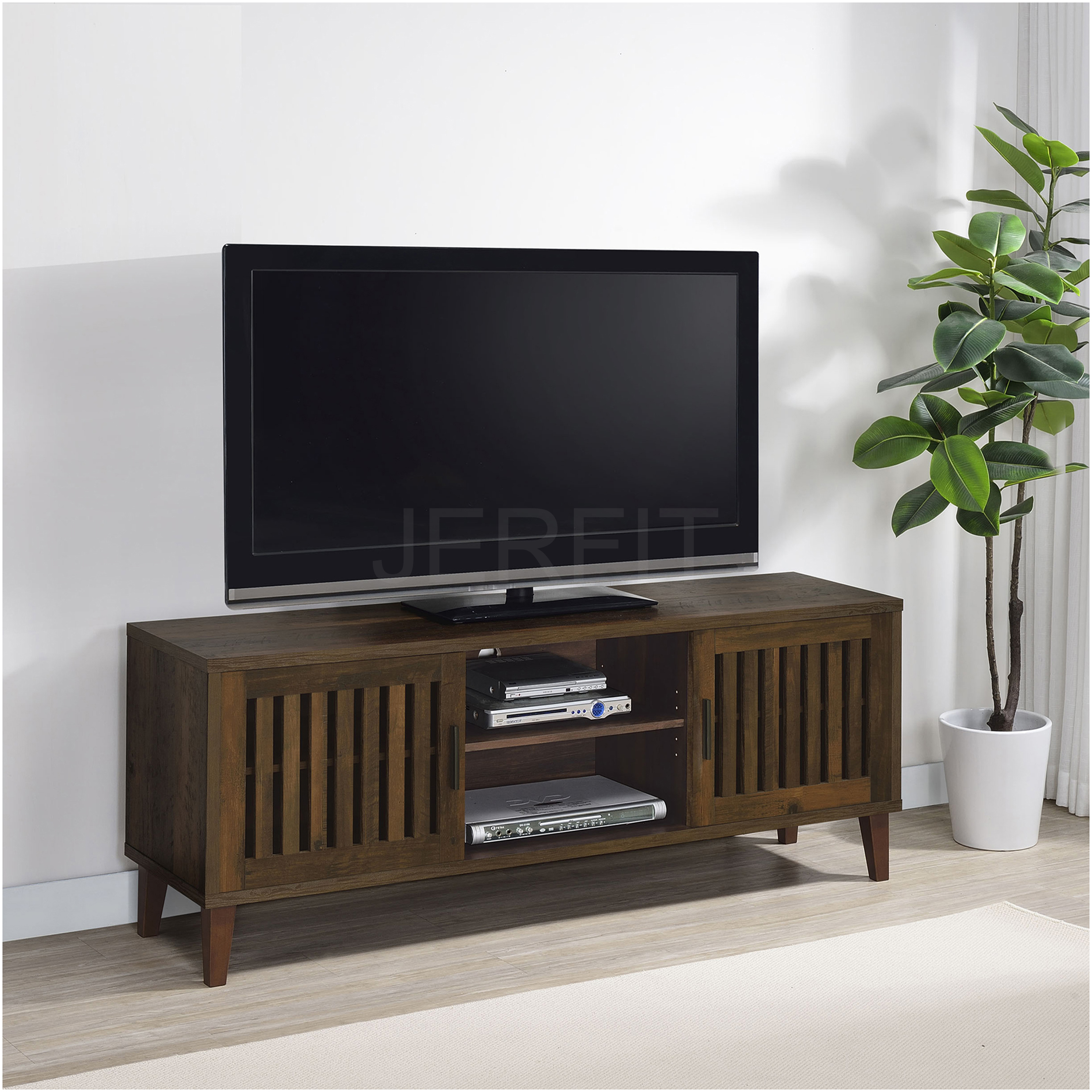 JERFIT 60 inch Rustic Brown TV Stand for TVs up to 70", Farmhouse TV ...