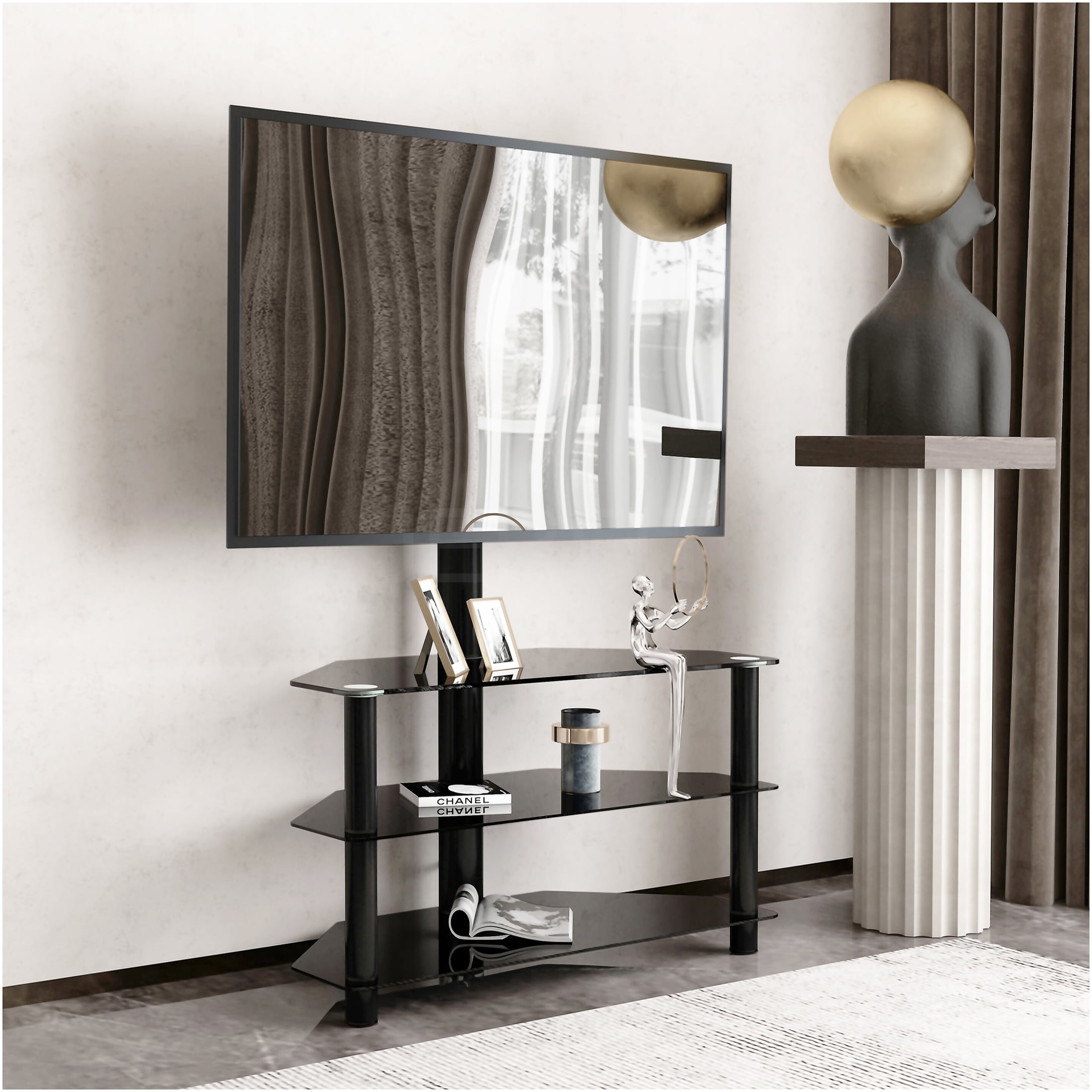 JERFIT 65 inch TV Stand with Mount, Height Adjustable Swivel Bracket, 3 ...