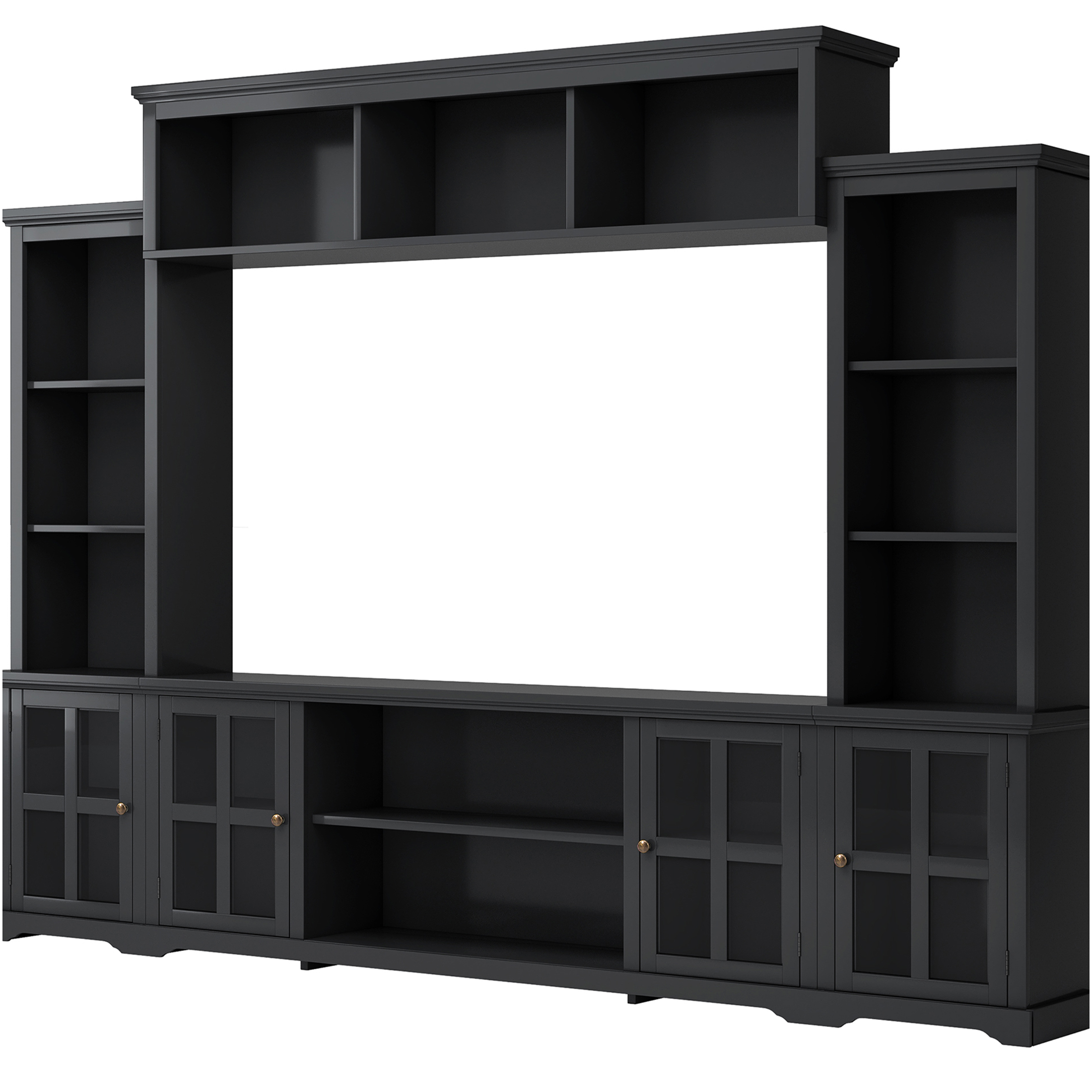 JERFIT 66 inch TV Stand with Overhead Bridge, Modern Entertainment ...