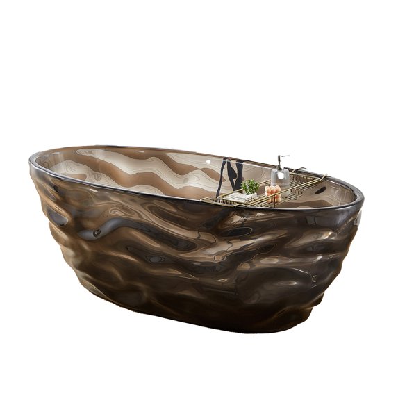 JERFIT 67 Inch Freestanding Soaking Bathtub, Black Transparent Resin ...