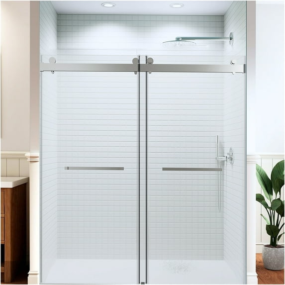 JERFIT 76" Frameless Sliding Shower Door Kit for 68-72" Opening, 8mm ...
