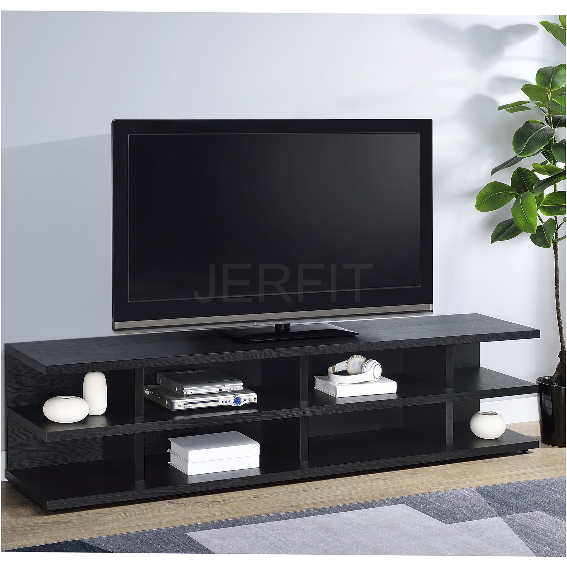 JERFIT 78 inch Modern TV Stand for TVs up to 80", 2-Tier Entertainment ...