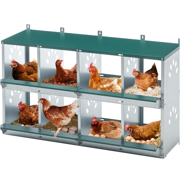 JERFIT 8-Tier Wall Mount Chicken Nesting Box, Galvanized Steel Poultry ...