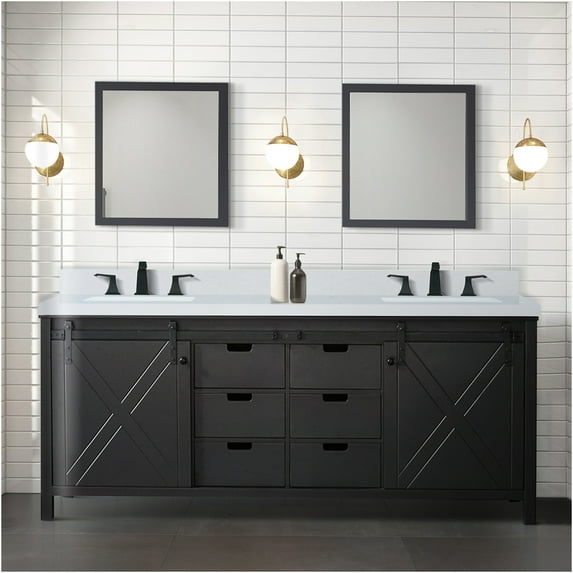 JERFIT 80-inch Double Sink Bathroom Vanity with Soft-Close Doors and ...