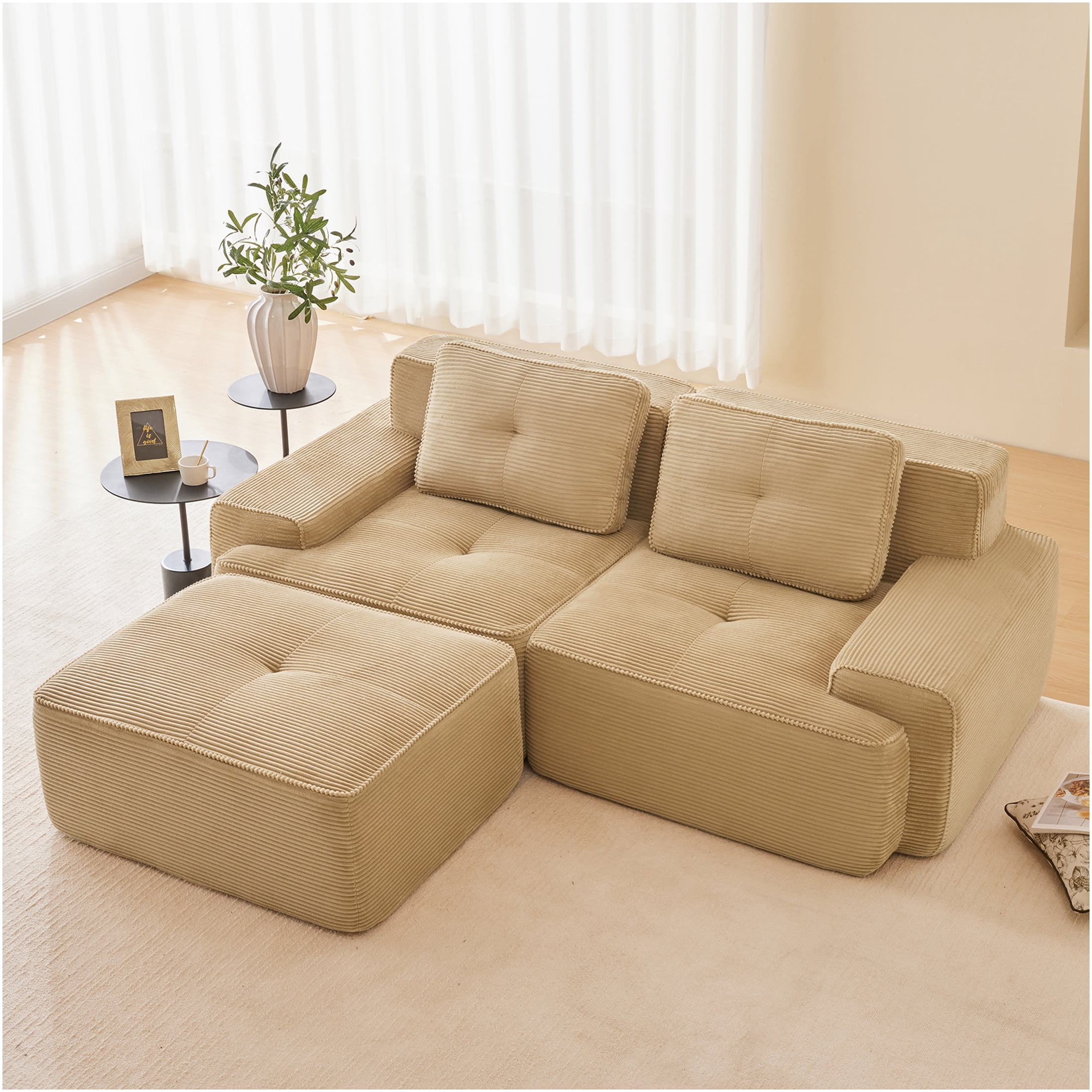 JERFIT 82 Inch Modern L-Shaped Sectional Sofa with Ottoman, Soft ...