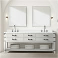 JERFIT 84 inch White Oak Double Sink Bathroom Vanity Set with White ...