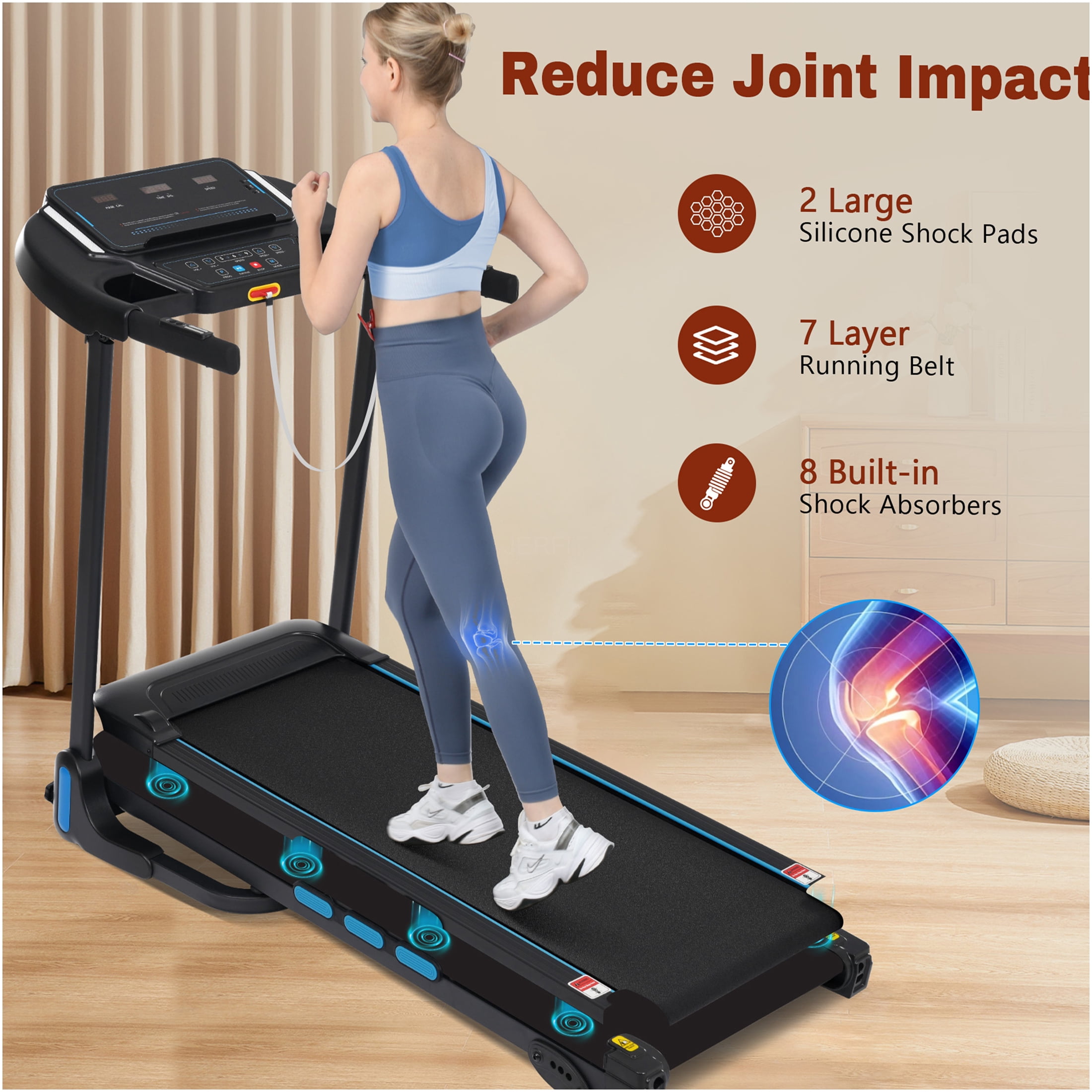 JERFIT Auto-Folding Electric Treadmill for Home, 3.5HP Powerful Motor ...