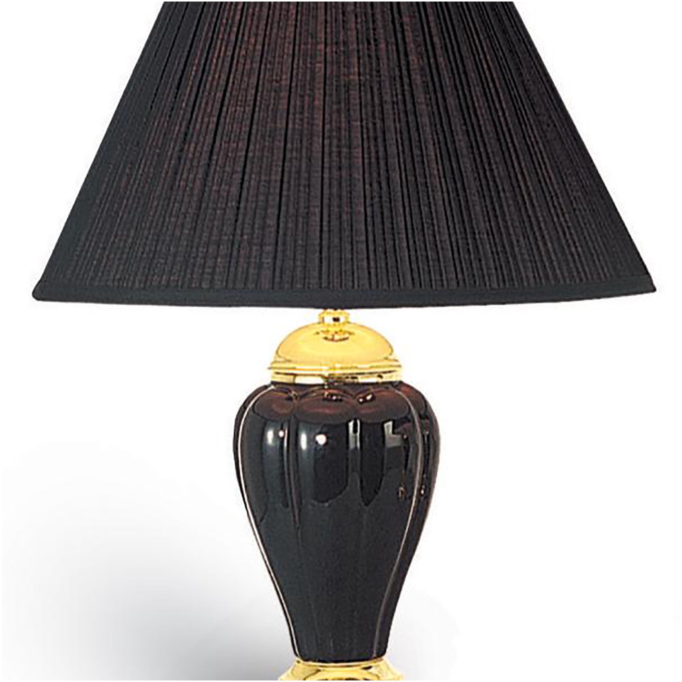 JERFIT Black Ceramic Urn Table Lamp with Linen Shade for Bedroom Living ...