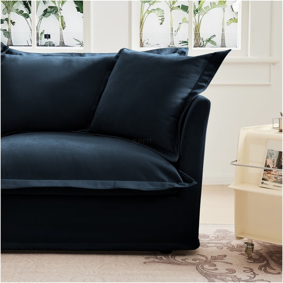 JERFIT Blue Chenille Modular Sectional Sofa Couch with Removable Covers ...