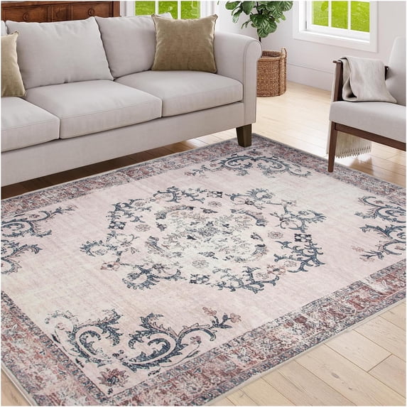 JERFIT Bohemian Vintage 5x7 Area Rug, Non-Slip Washable Carpet with ...