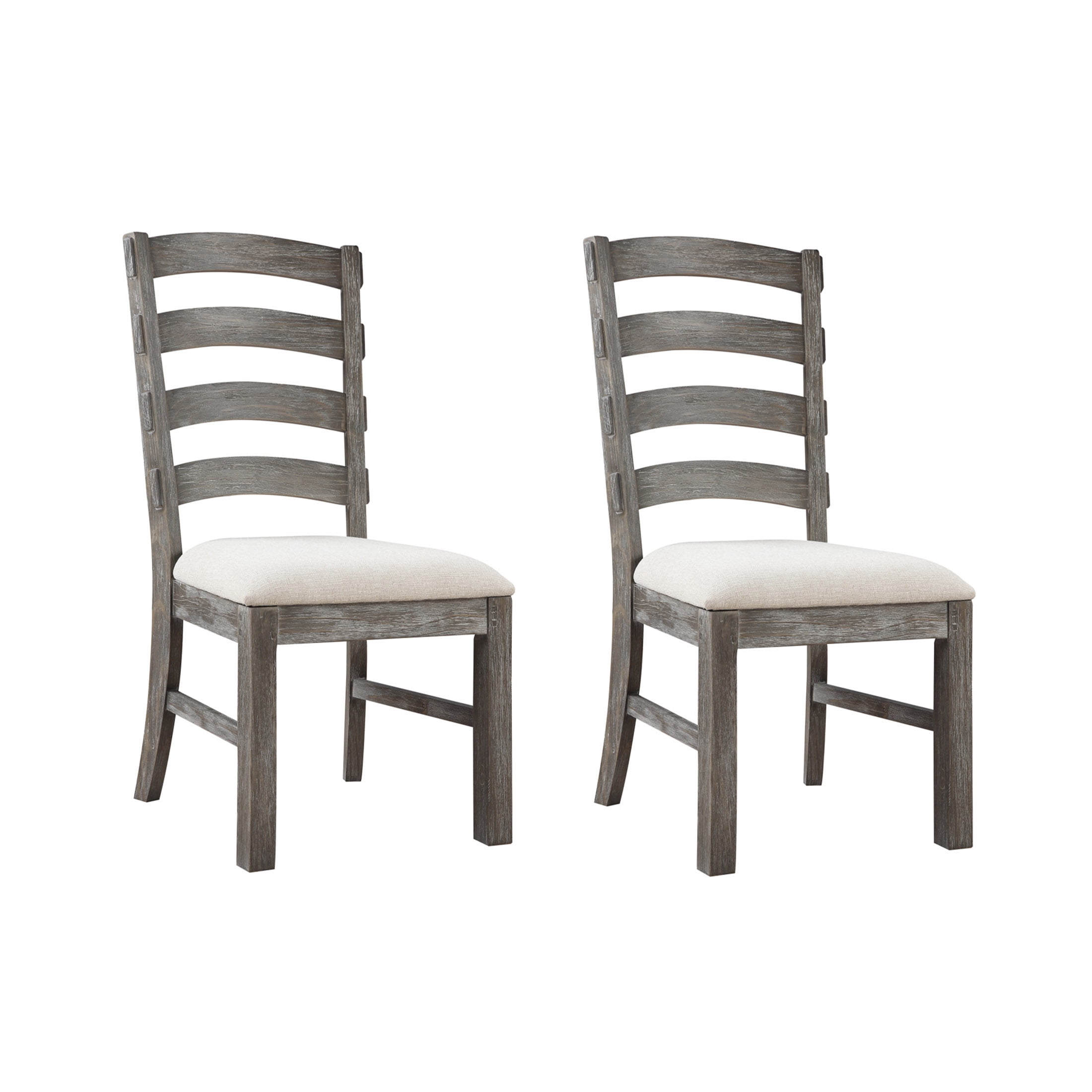 JERFIT Brown Solid Wood Dining Chairs Set of 2, Rustic Upholstered ...